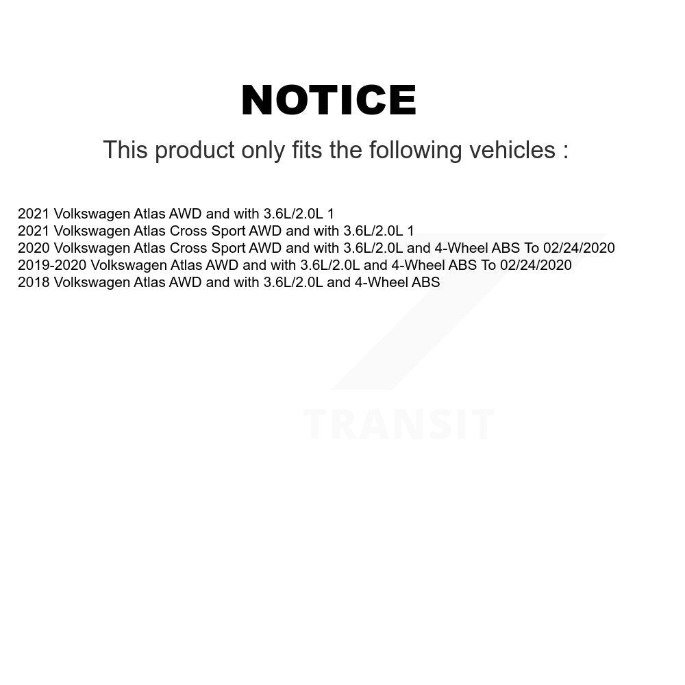 Wheel Hub Bearing And ABS Sensor Rear Kit For Volkswagen Atlas Cross S ...